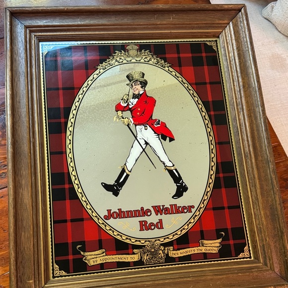 Art | Vintage Johnnie Walker Red Plaid Framed Wall Art Bar Decor | Poshmark